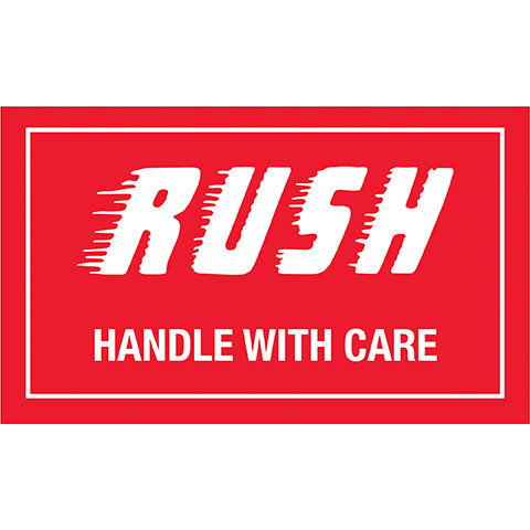 3 x 5" - "Rush - Handle With Care" Labels | Shipping & Handling Labels