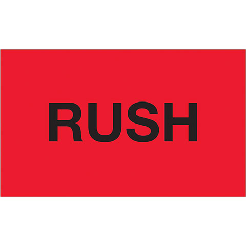 3 x 5" - "Rush" (Fluorescent Red) Labels | Shipping & Handling Labels
