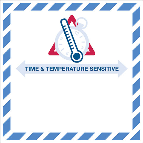 4 1/4 x 4 1/4" - "Time And Temperature Sensitive" Label | D.O.T. Labels