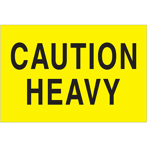 2 x 3" - "Caution - Heavy" (Fluorescent Yellow) Labels | Shipping ...