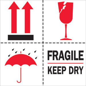 4 x 4" - "Fragile - Keep Dry" Labels | Shipping & Handling Labels