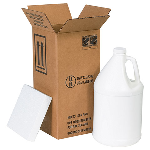 6 x 6 x 12 3/4" 1 - 1 Gallon Plastic Jug Shipper Kit | Hazardous ...