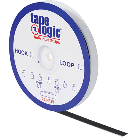 1/2" x 75' Black Loop Tape Logic® Individual Tape Strips | Hook & Loop
