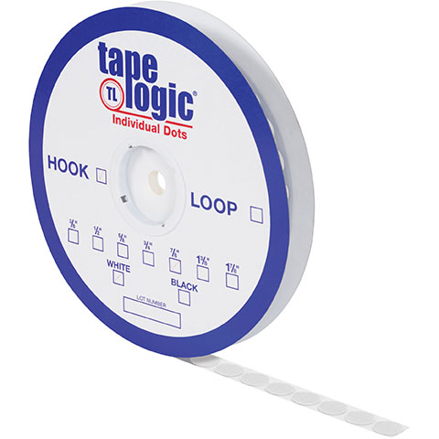5/8" White Hook Tape Logic® Individual Tape Dots | Hook & Loop