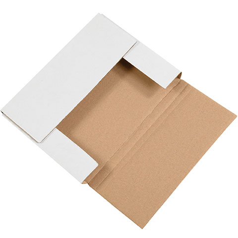 11 1/8 x 8 5/8 x 1" White Easy-Fold Mailers | Easy-Fold Mailers