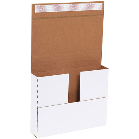 11 1/8 x 8 5/8 x 2" White Deluxe Easy-Fold Mailers | Easy-Fold Mailers