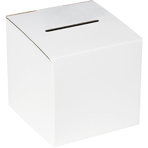 10 x 10 x 9-10" White Ballot Box | Ballot Box