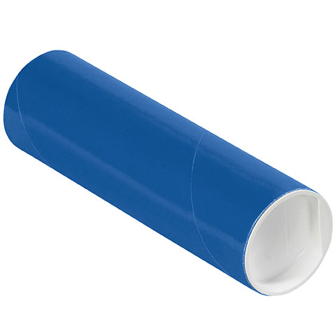 2 x 6" Blue Tubes with Caps | Colored Mailing Tubes