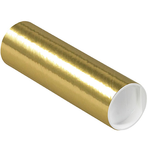 2 x 6" Gold Tubes with Caps | Colored Mailing Tubes