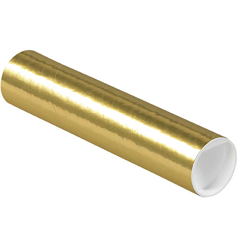 2 x 9" Gold Tubes with Caps | Colored Mailing Tubes