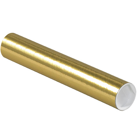 2 x 12" Gold Tubes with Caps | Colored Mailing Tubes