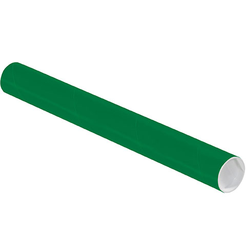 2 x 18" Green Tubes with Caps | Colored Mailing Tubes