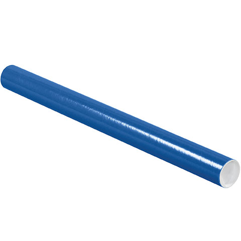 2 x 24" Blue Tubes with Caps | Colored Mailing Tubes