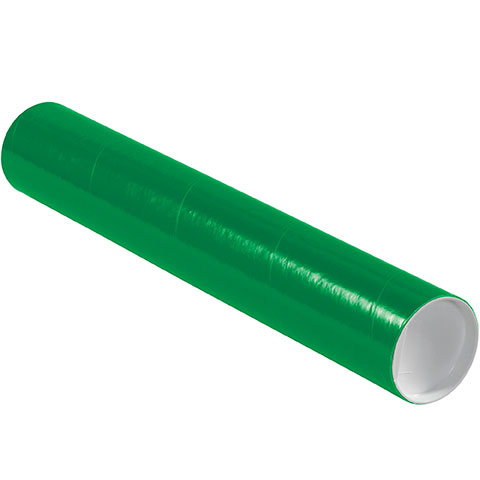3 x 18" Green Tubes with Caps | Colored Mailing Tubes