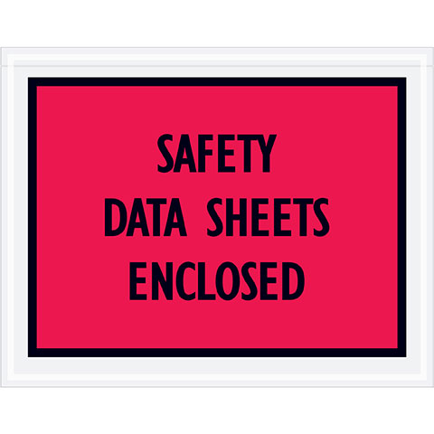 7 x 5 1/2" Red "Safety Data Sheets Enclosed" Envelopes | SDS Envelopes