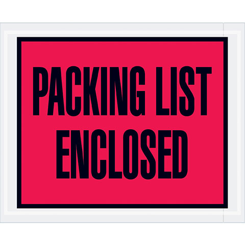 4 1/2 x 5 1/2" Red "Packing List Enclosed" Envelopes | Packing List ...