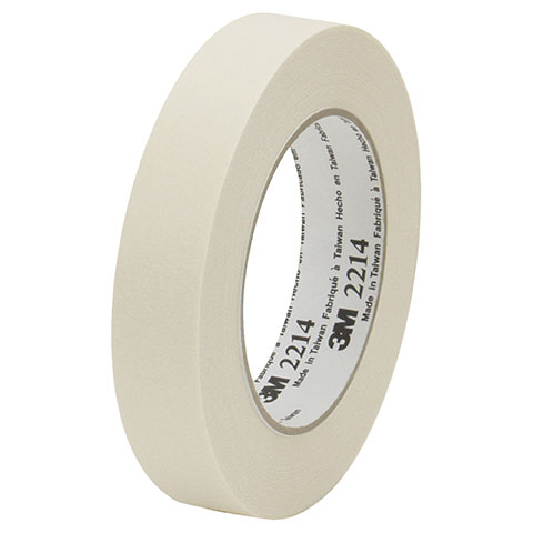 1" x 60 yds. (12 Pack) 3M Paper Masking Tape 2214 | Masking