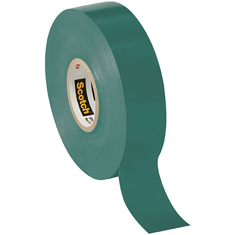 3/4" x 66' Green (10 Pack) Scotch® Vinyl Color Coding Electrical Tape ...