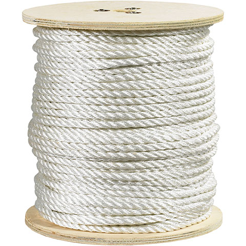 1/2", 5,080 lb, White Twisted Polyester Rope | Twine & Rope
